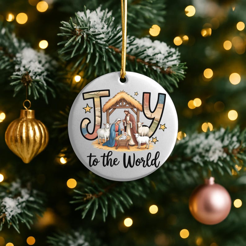 Joy to the World Baby Jesus Christmas Ornament - Faith Based Xmas ...