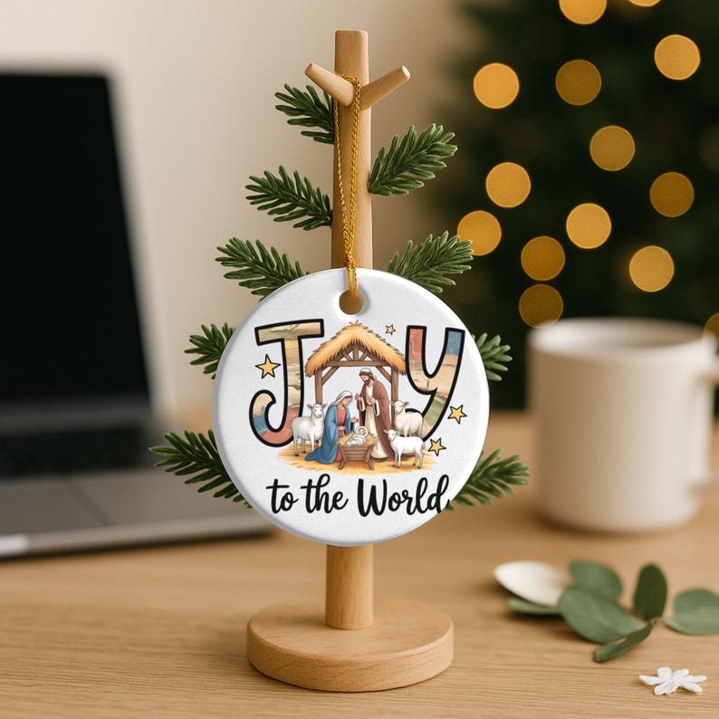 Joy to the World Baby Jesus Christmas Ornament - Faith Based Xmas ...