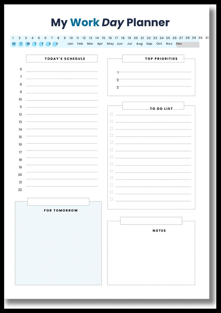 Daily Work Planner – Printable PDF & Canva Template – Productivity ...
