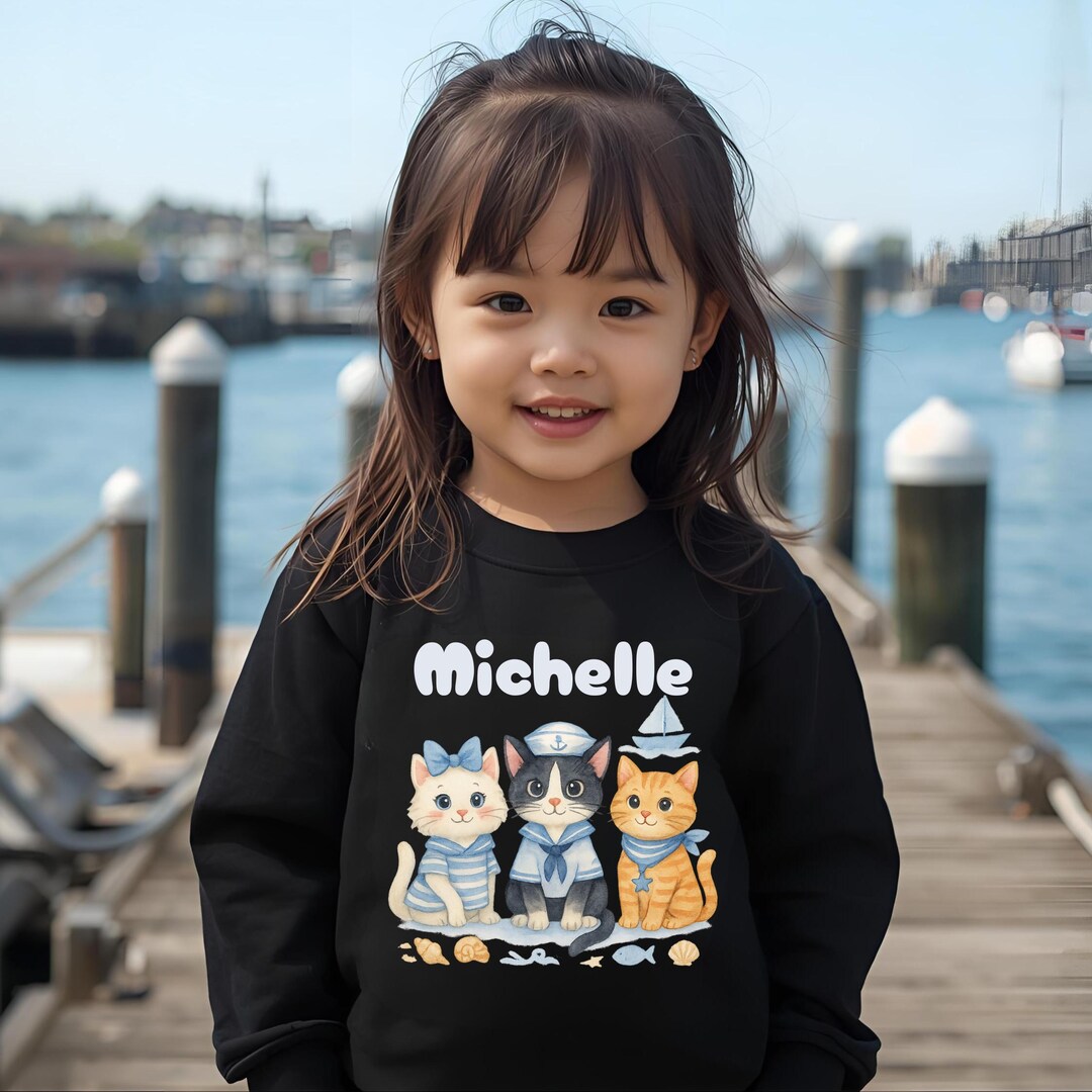 Personalized Nautical Cat Toddler Sweatshirt | Custom Sailor Cats ...