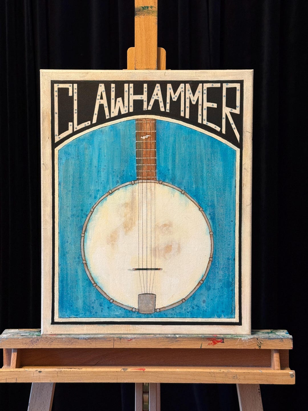 Banjo Artwork, Banjo Wall Art, Original Banjo Painting 16x20, Banjo Art ...