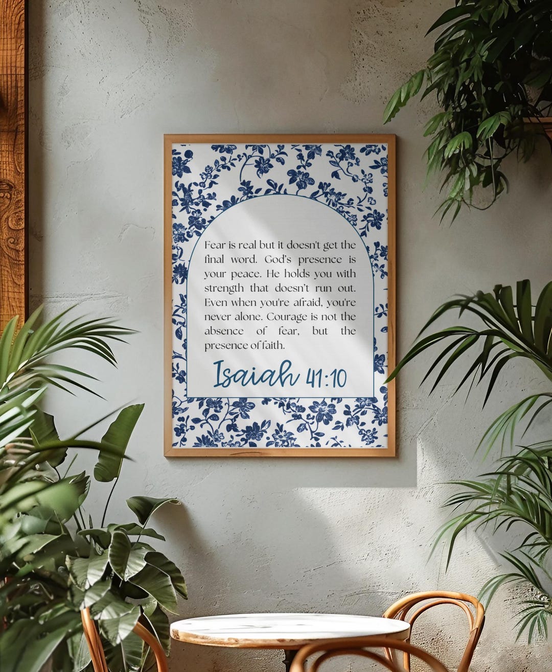 Isaiah 41:10 Scripture | Blue Floral Printable Wall Decor | Christian ...