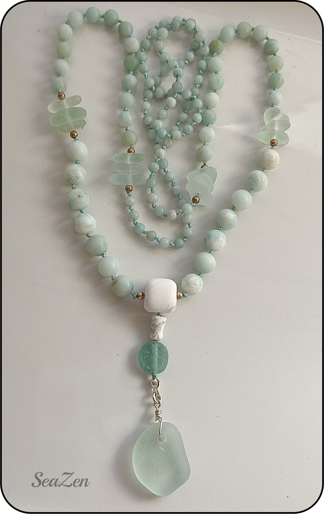 Sea Glass, Seafoam, Ancient Roman Glass, Amazonite, Howlite, Hand ...