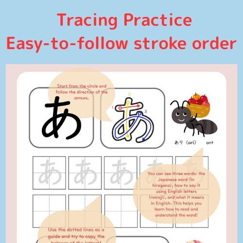 Japanese Hiragana Katakana Tracing Workbook PDF – 82 Pages With Romaji ...