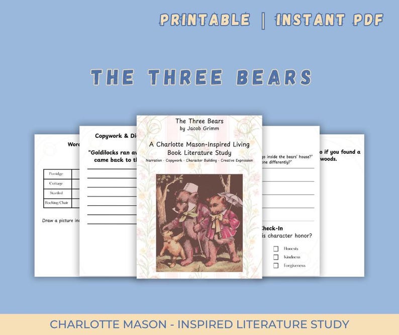 Goldilocks and the Three Bears Literature Study | Charlotte Mason ...