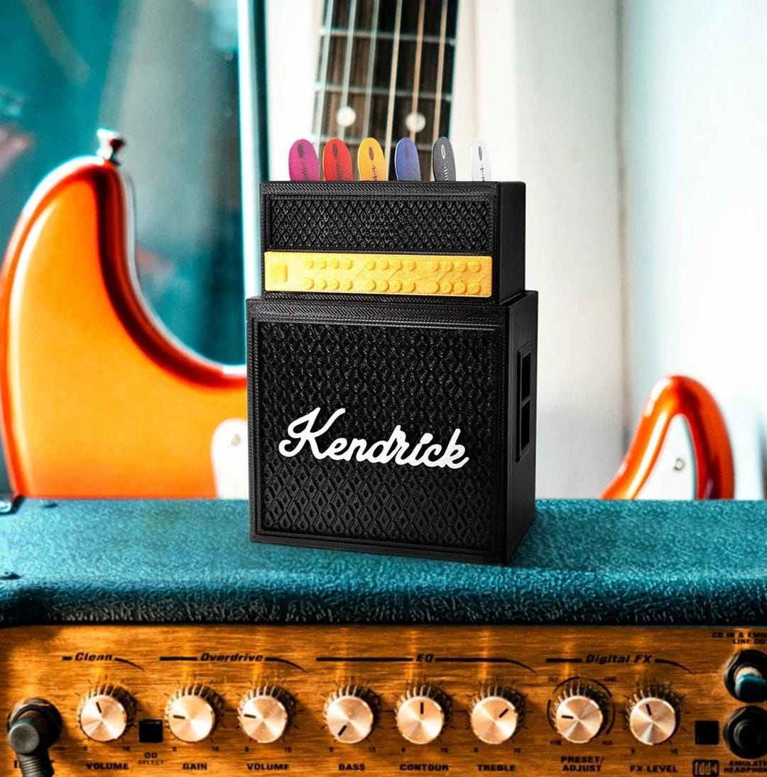 Custom Name Guitar Combo Amp Pick Holder, 3D Printed Mini Amp Plectrum ...
