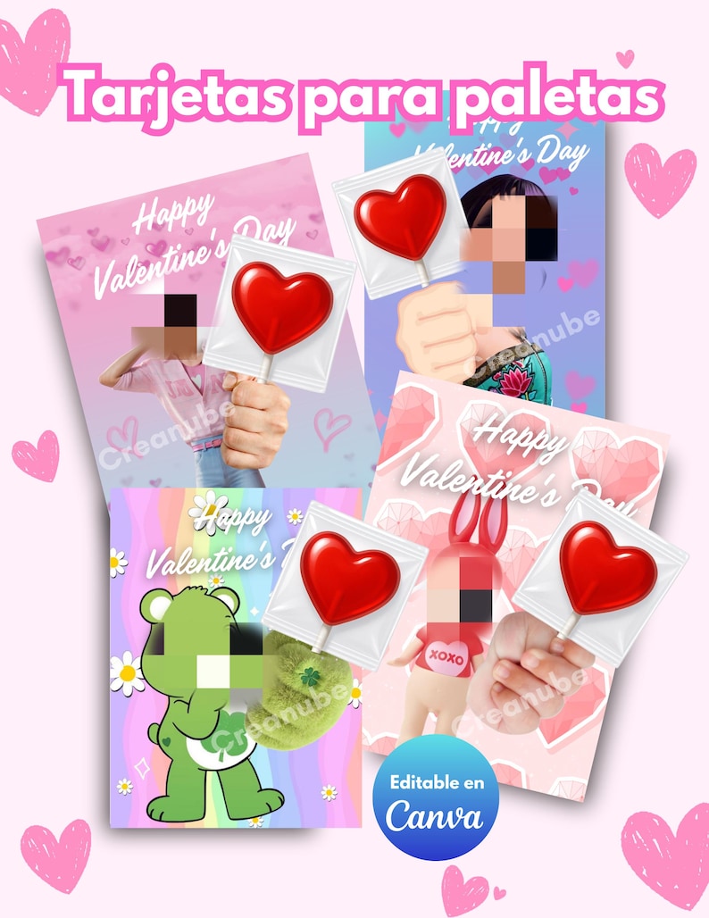 Plantillas para Paletas San Valentín | Editable en Canva | Porta ...