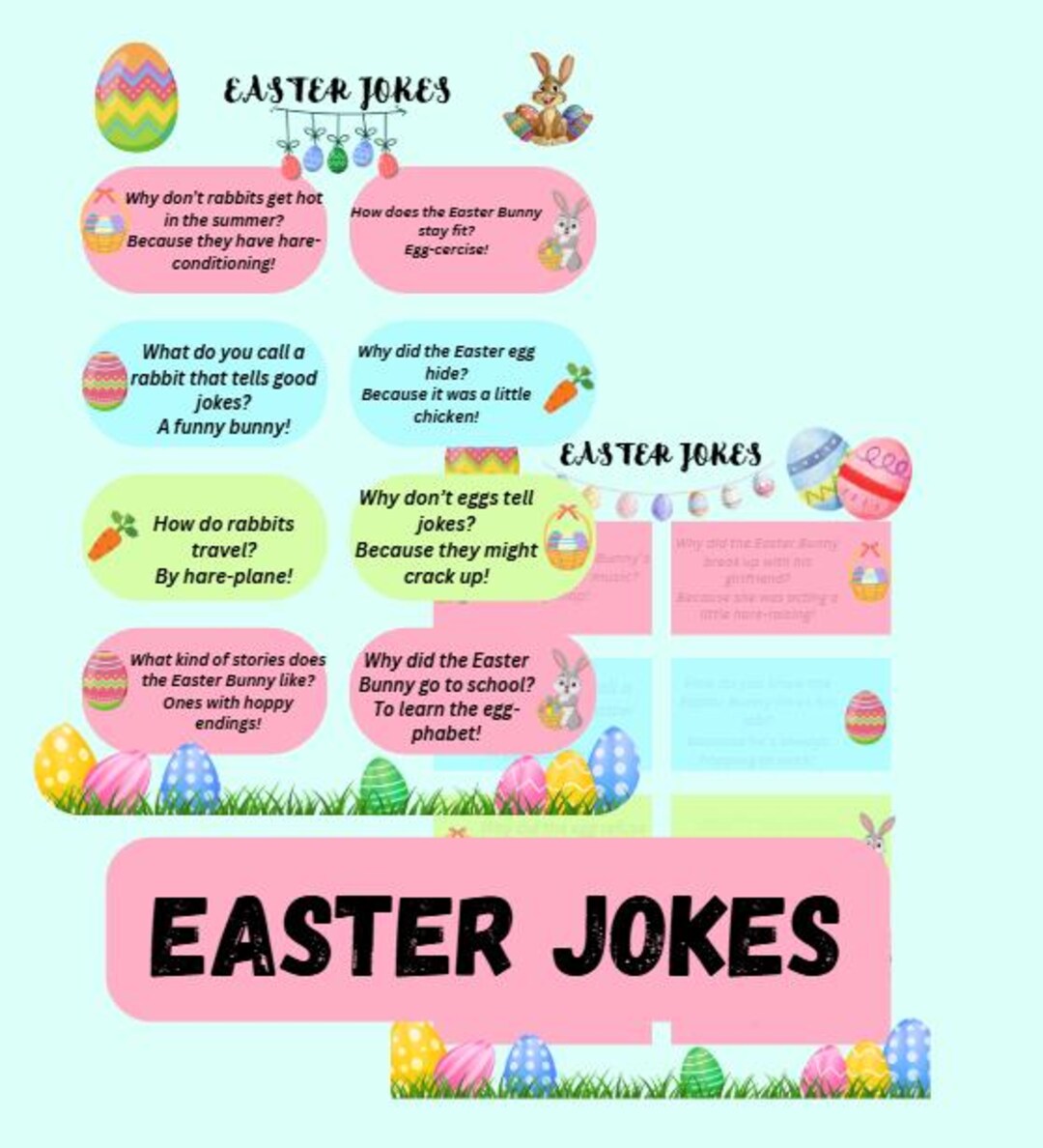 Funny Easter Printable Cards Jokes Easter Card Pack Cute Easter Jokes ...