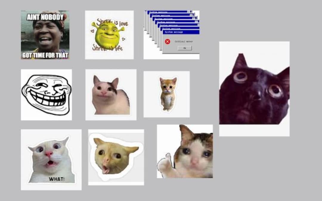 Digital Sticker Pack of 10 Sticker, Funny Meme Sticker, Viral Internet ...