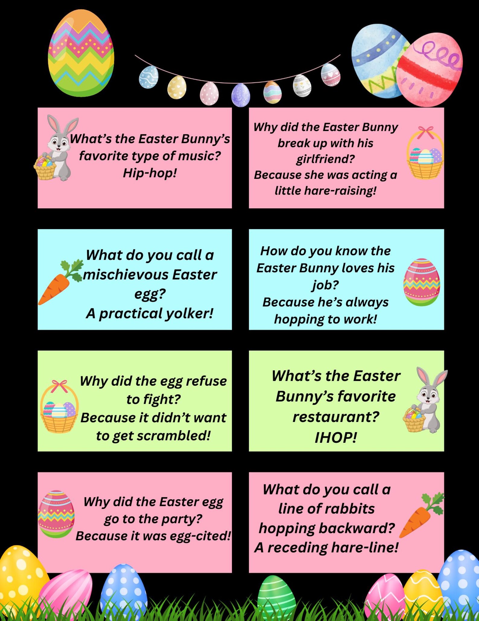 Funny Easter Printable Cards Jokes Easter Card Pack Cute Easter Jokes ...