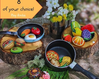Food Painted Rocks - Set of 6 ! SEALED Mud Kitchen Stones - Etsy