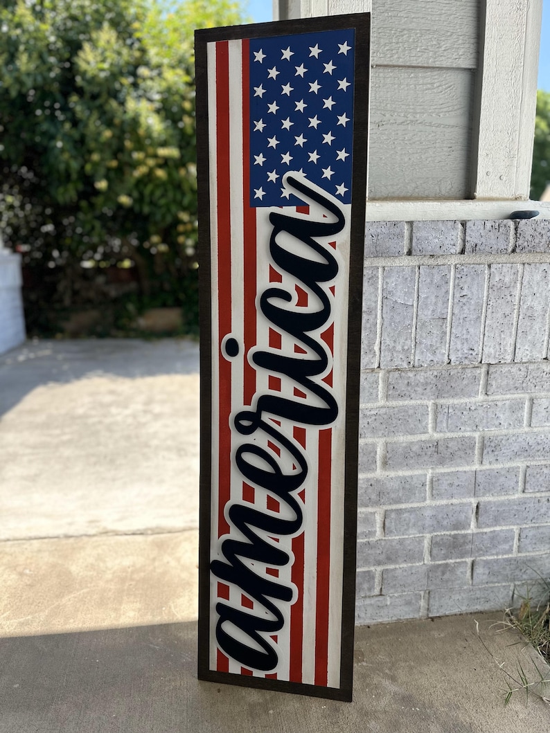 America Porch Leaner | 4th of July Decor | USA Porch Leaner | Patriotic ...