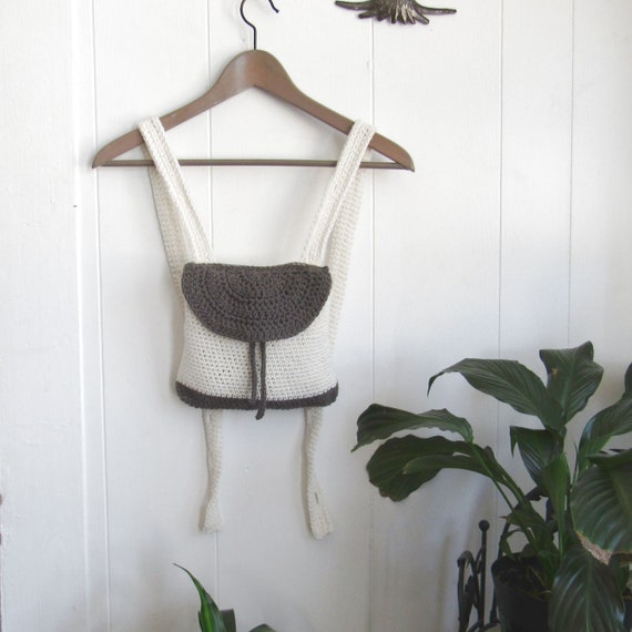 Mini Backpack Bag Crochet Mini Drawstring Backpack 90s | Etsy