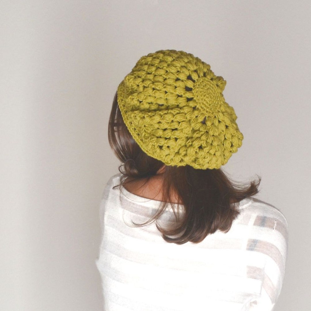 Beret for Women Crochet Cotton Summer Beret Snood Tam Hat Boho Hippie ...