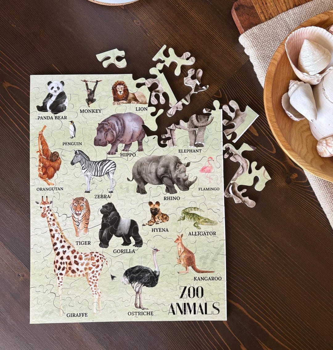 Wooden Animal Puzzle – Zoo Animals | Thick Piece Educational Puzzles ...