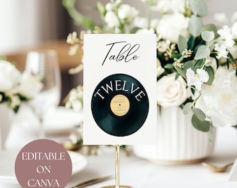 Record Table Cards, Music Theme Wedding Table Names, Vintage Vinyl ...