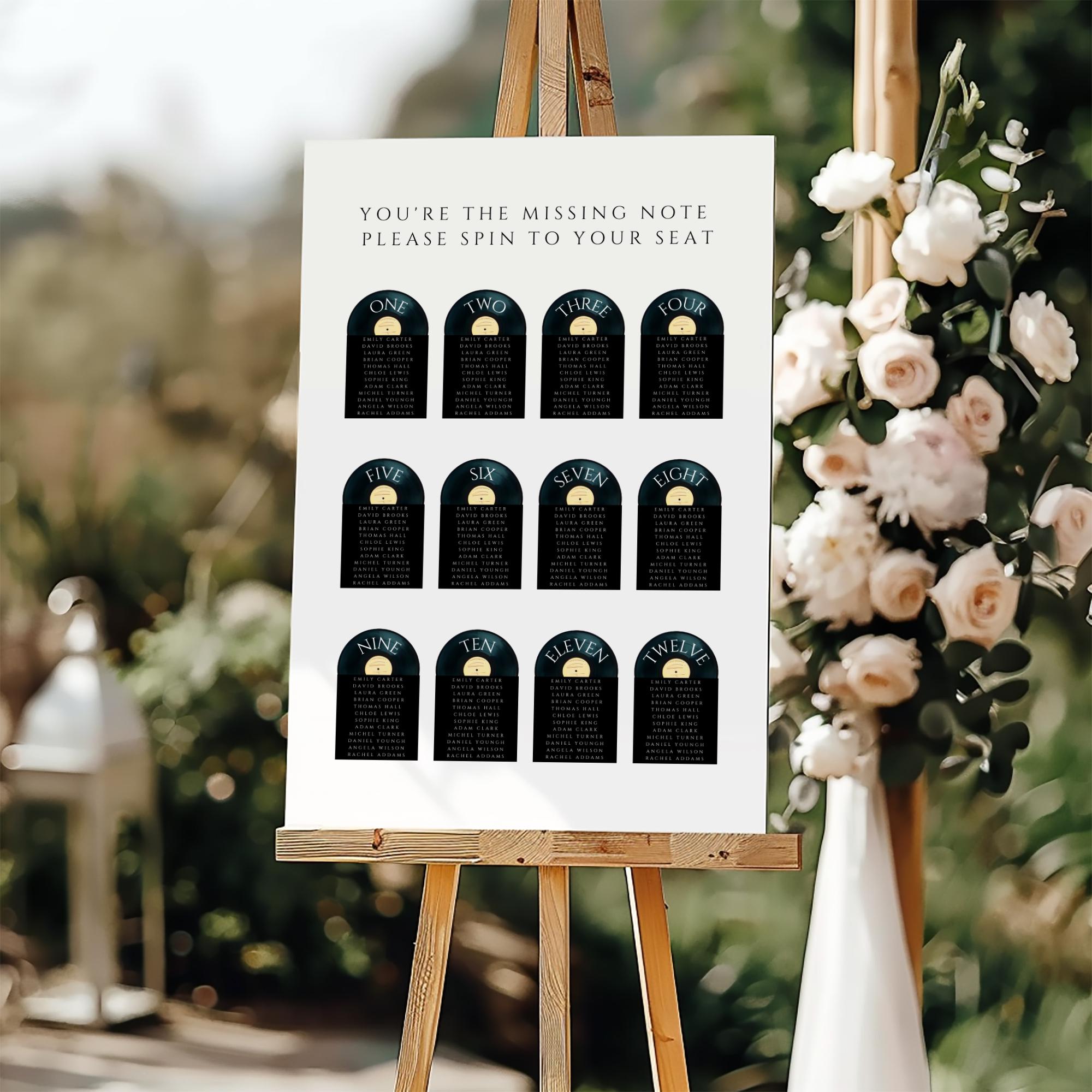 Record Seating Chart Wedding, Custom Vinyl Table Plan, Personalized ...