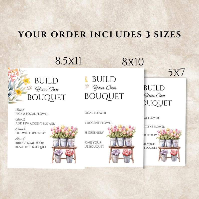Build Your Own Bouquet Bar Sign, Editable Floral Template for Bridal ...