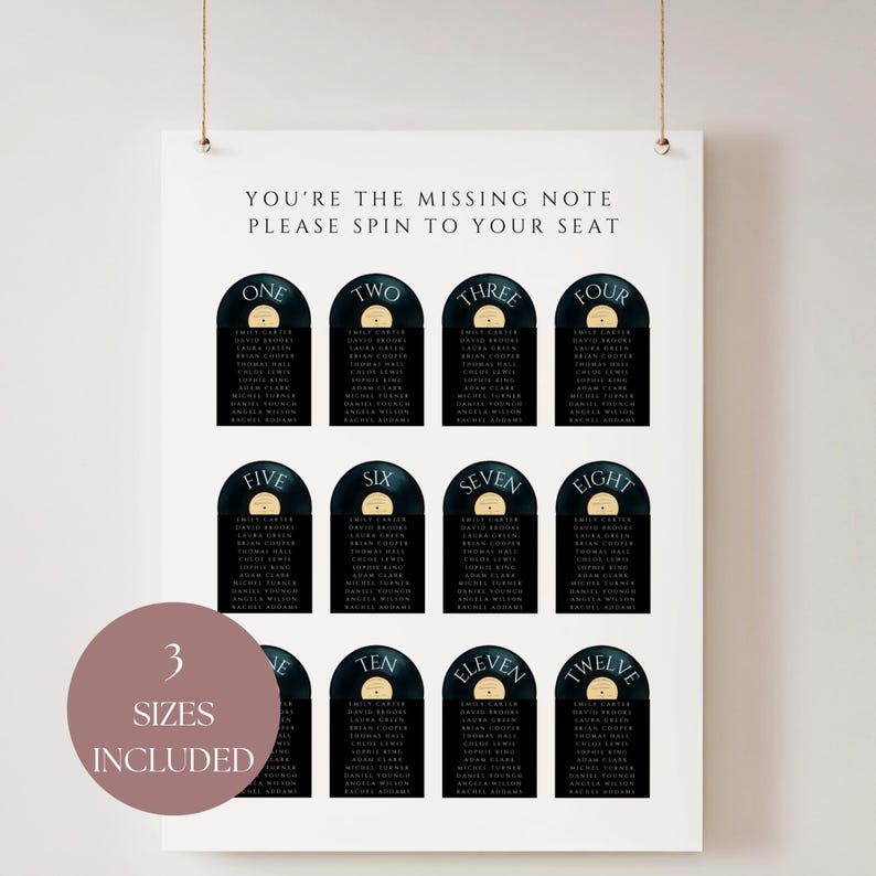 Record Seating Chart Wedding, Custom Vinyl Table Plan, Personalized ...