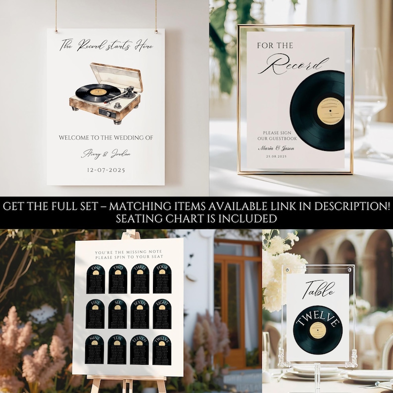 Record Seating Chart Wedding, Custom Vinyl Table Plan, Personalized ...