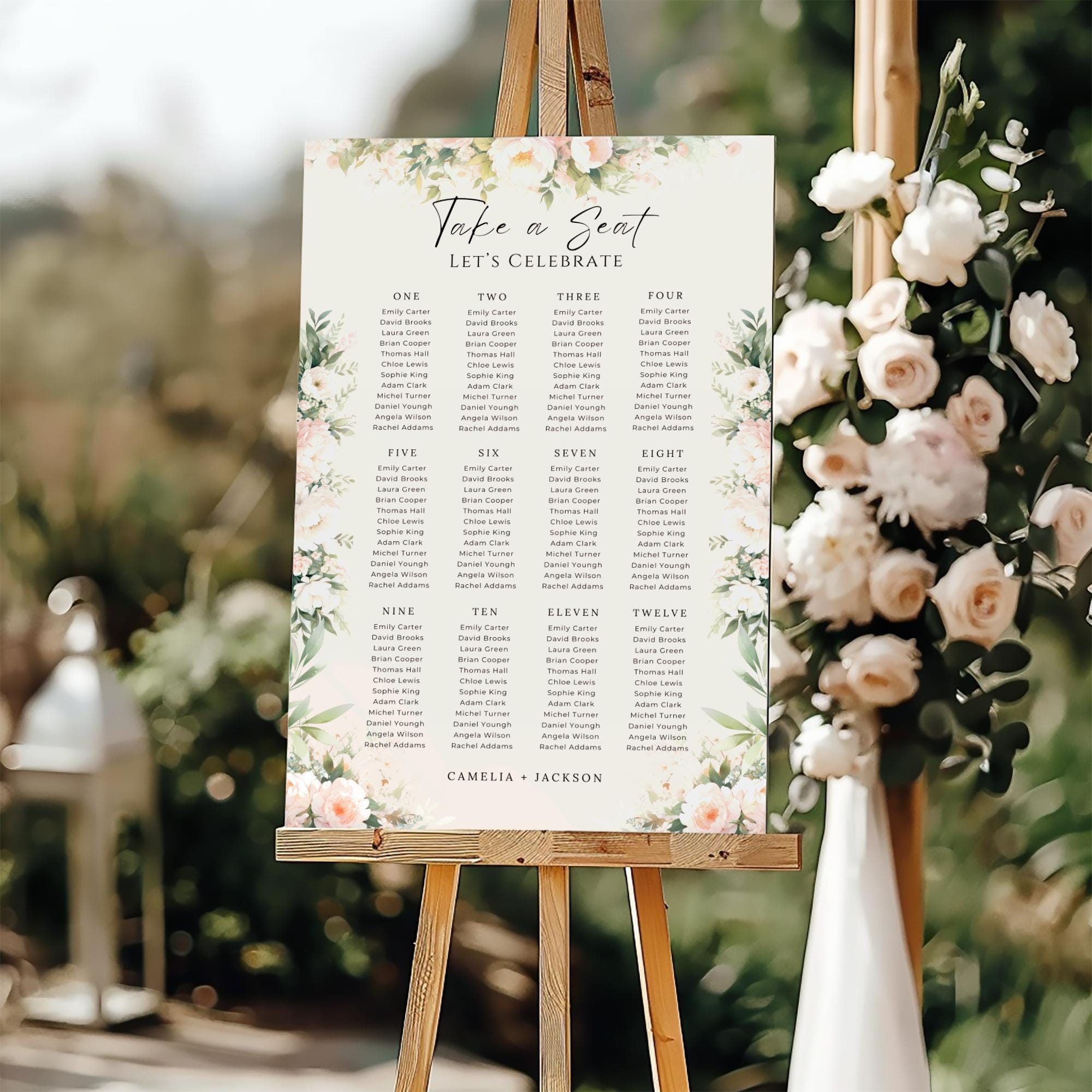 Tableau des tables de mariage Design floral couleur rose Plan de ...