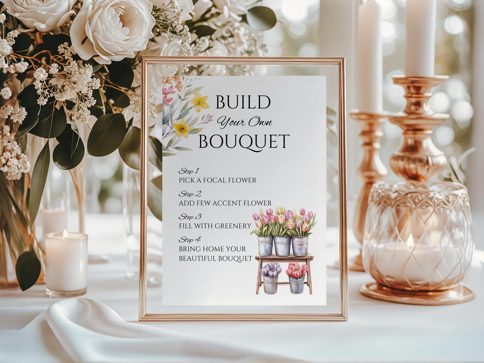 Build Your Own Bouquet Bar Sign, Editable Floral Template for Bridal ...