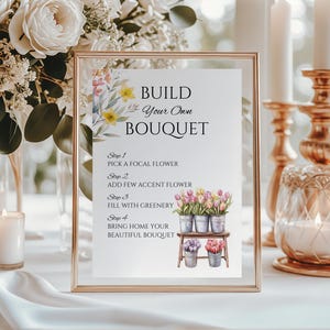 Build Your Own Bouquet Bar Sign, Editable Floral Template for Bridal ...
