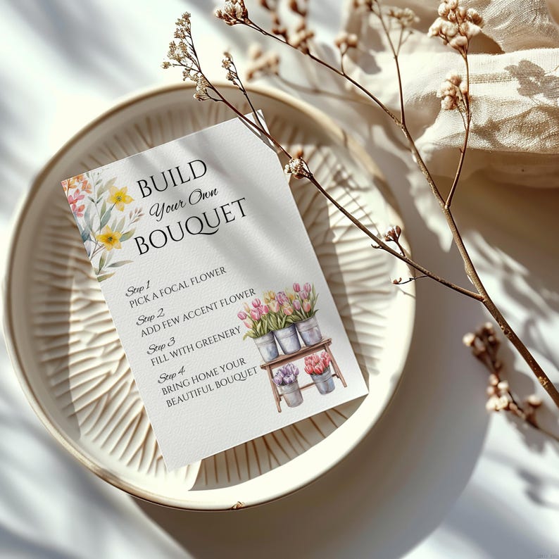 Build Your Own Bouquet Bar Sign, Editable Floral Template for Bridal ...