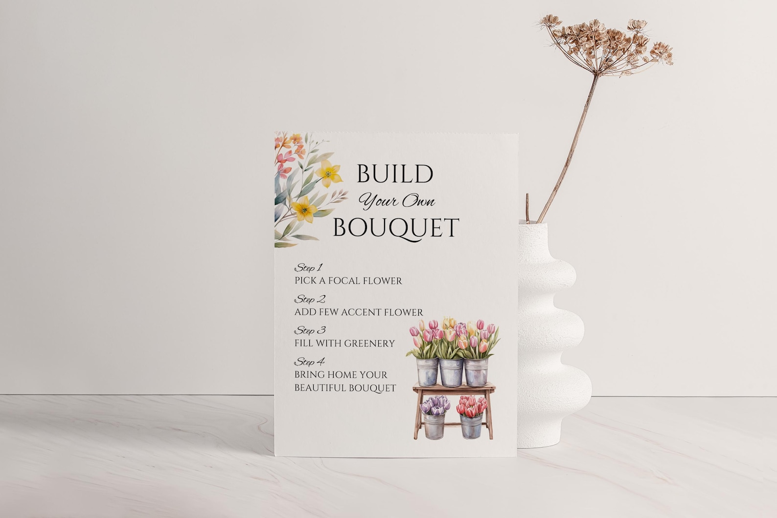 Build Your Own Bouquet Bar Sign, Editable Floral Template for Bridal ...