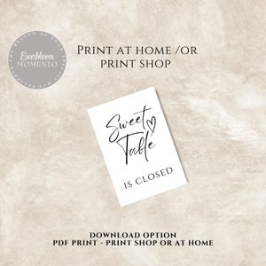 Dessert Table is Closed Sign Printable Wedding Sign Instant Download ...