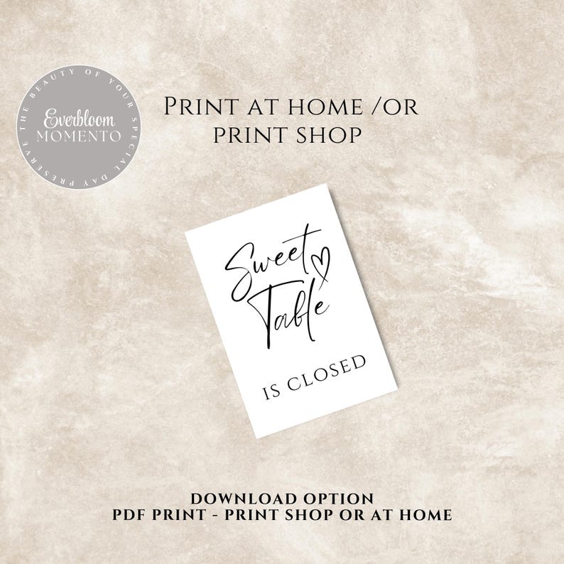 Dessert Table is Closed Sign Printable Wedding Sign Instant Download ...