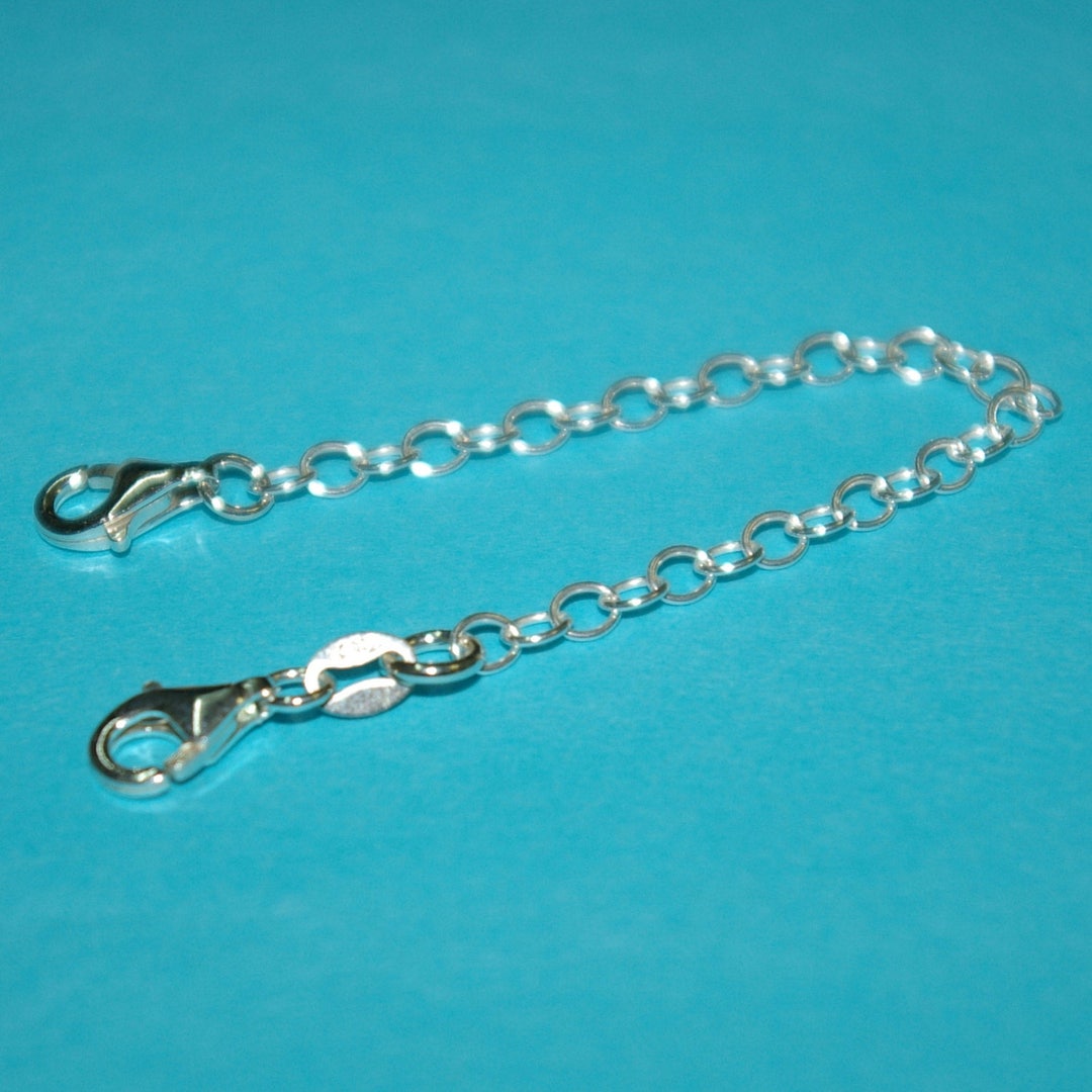 8 Inch Safety CHAIN EXTENDER With Two Lobster Clasps 925 Sterling ...