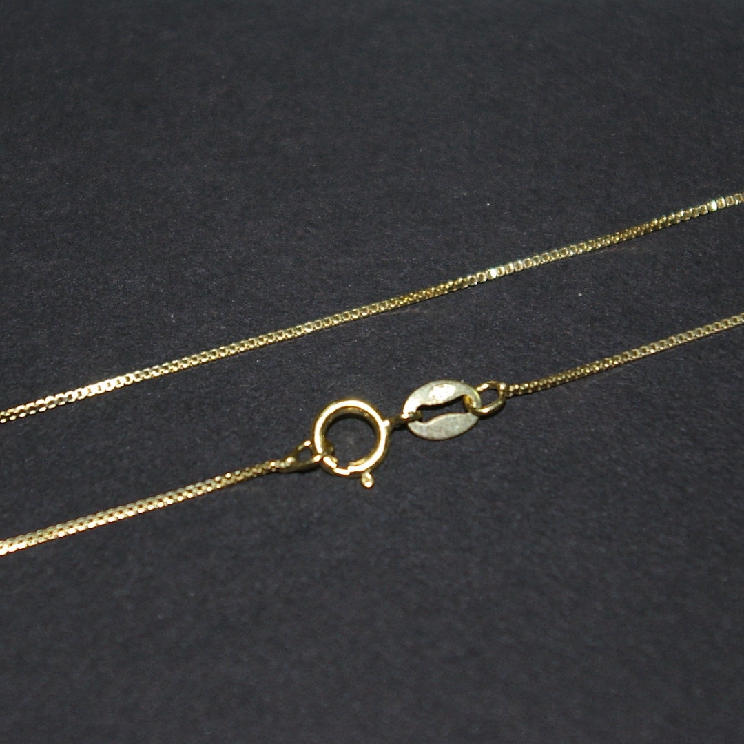 Gold Plated 925 Sterling Silver Vermeil Italian Fine Box Chain Necklace ...