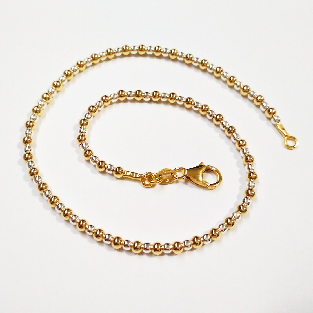 Two Tone BRACELET / ANKLET 14kt Gold Filled and 925 Sterling Silver ...