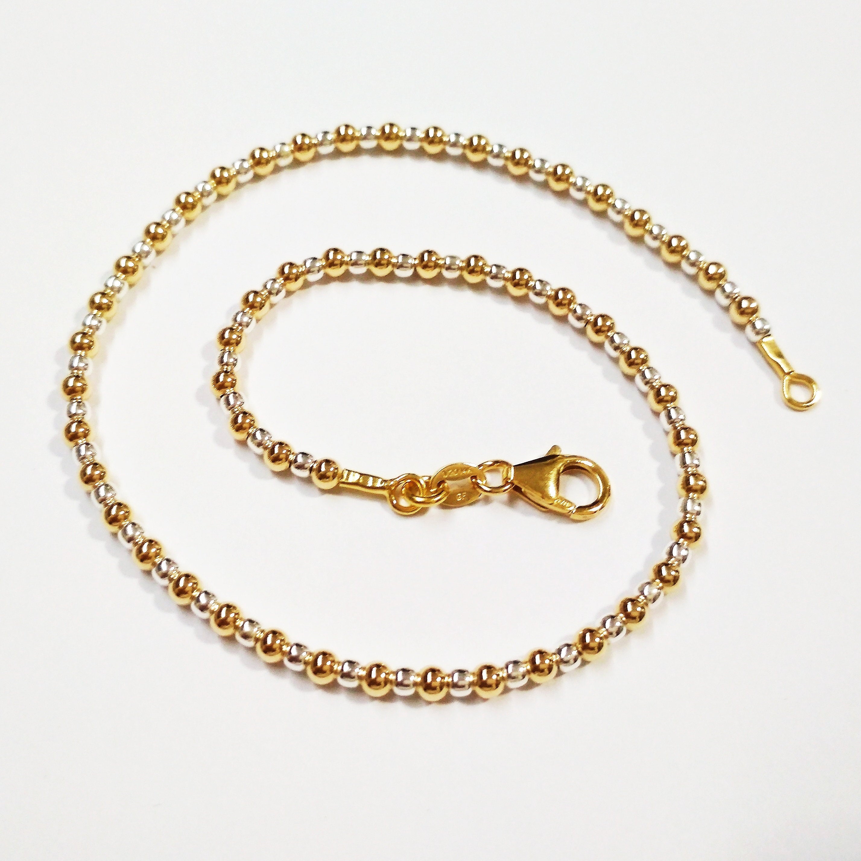 Two Tone BRACELET / ANKLET 14kt Gold Filled and 925 Sterling Silver ...