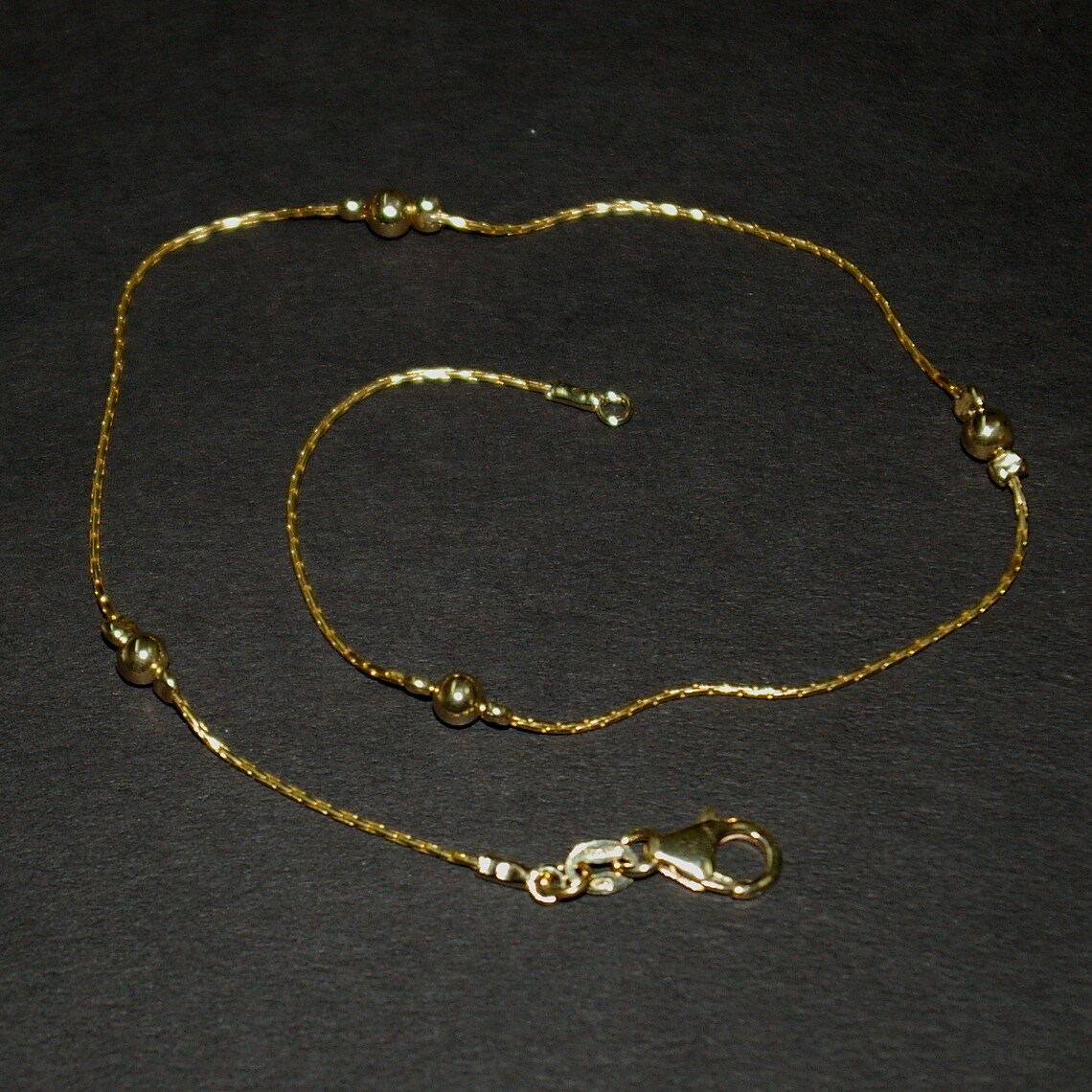 14kt 1/20 Gold Filled 0.8mm Chain and 4mm Beads Beaded BRACELET ...