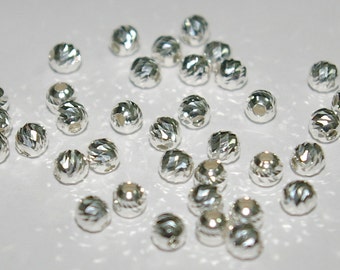 Sterling Silver Diamond Cut Beads Swirl Cut Bead Spiral Cut - Etsy