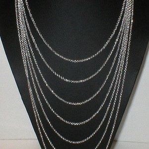 Layered Multi Strand NECKLACE 925 Sterling Silver 7 STRANDS 2.2mm Rolo ...