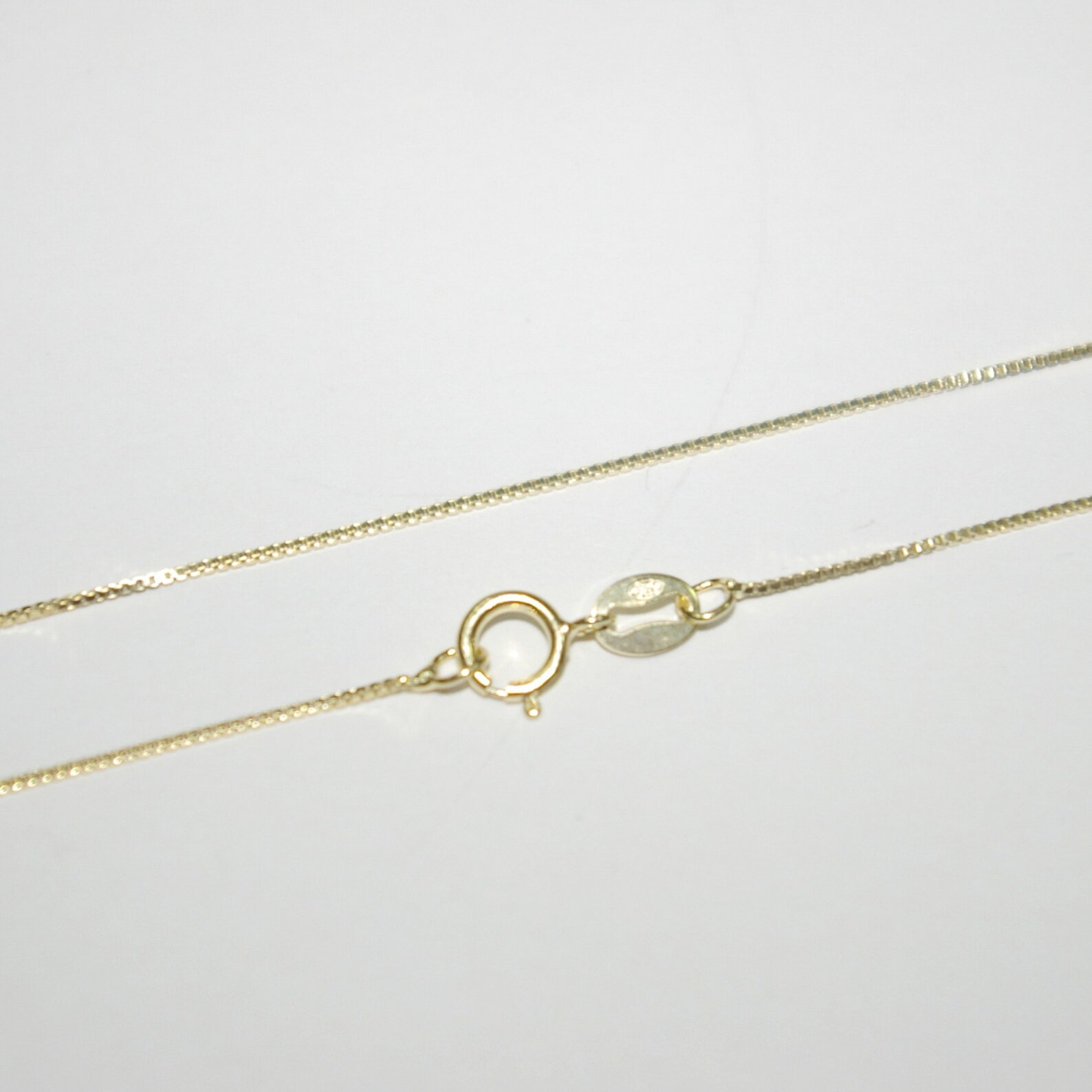 Gold Plated 925 Sterling Silver Vermeil Italian Fine Box Chain Necklace ...