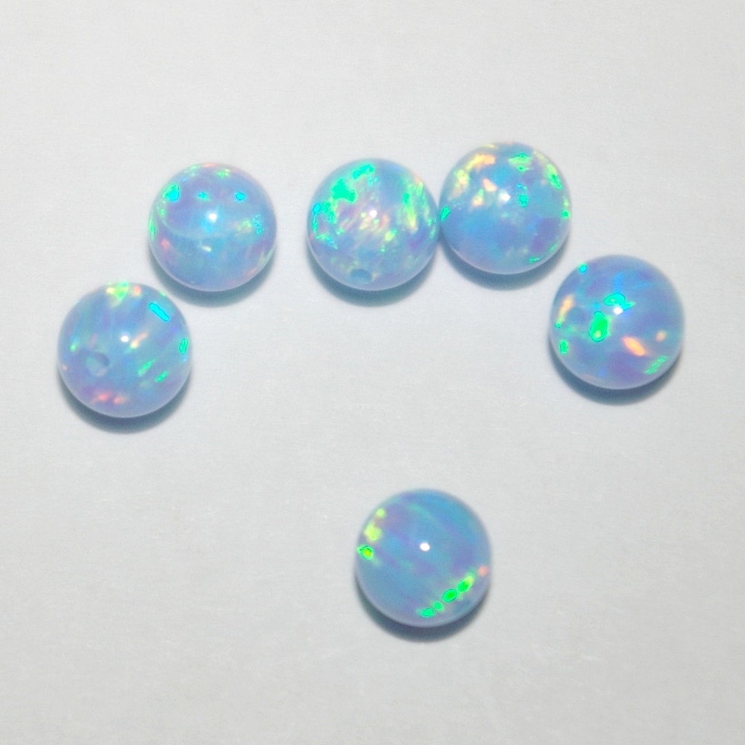 SKY BLUE LAB CREATED OPAL HALF DRILLED ROUND LOOSE BALL VARIOUS SIZES WP00211 ￡1.30 ...