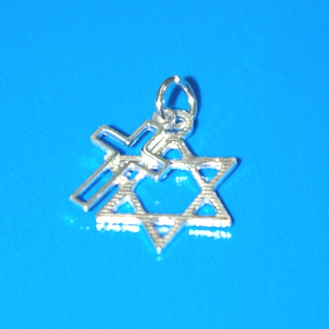 Messianic Star of David and Cross Two Charms Pendant Real - Etsy