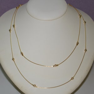 40 Inch 102 Cm 14kt 1/20 Gold Filled 0.8mm Thick Chain With 4mm Beads ...