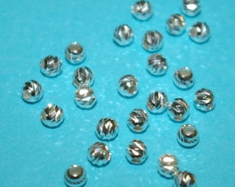 Sterling Silver Diamond Cut Beads Moon Cut Beads Corrugated - Etsy