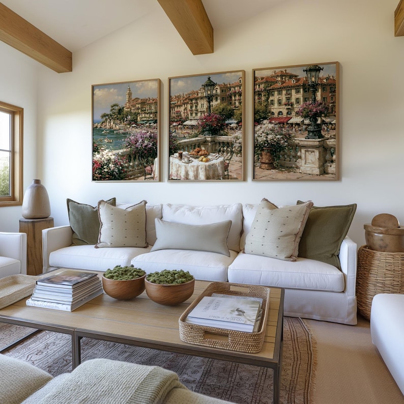 Italian Riviera Terrace Gallery Wall Set, Coastal Villa Prints ...