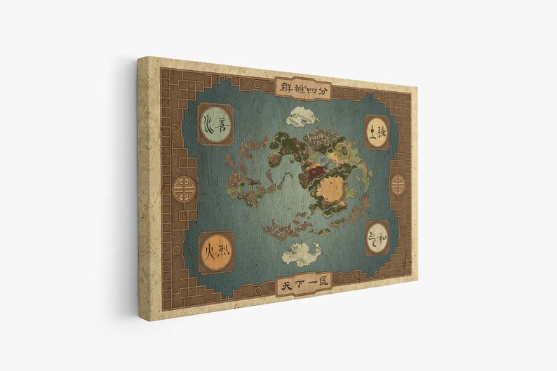 Map of Last Airbender - Anime Printing on Canvas, Framed Poster, Gift ...