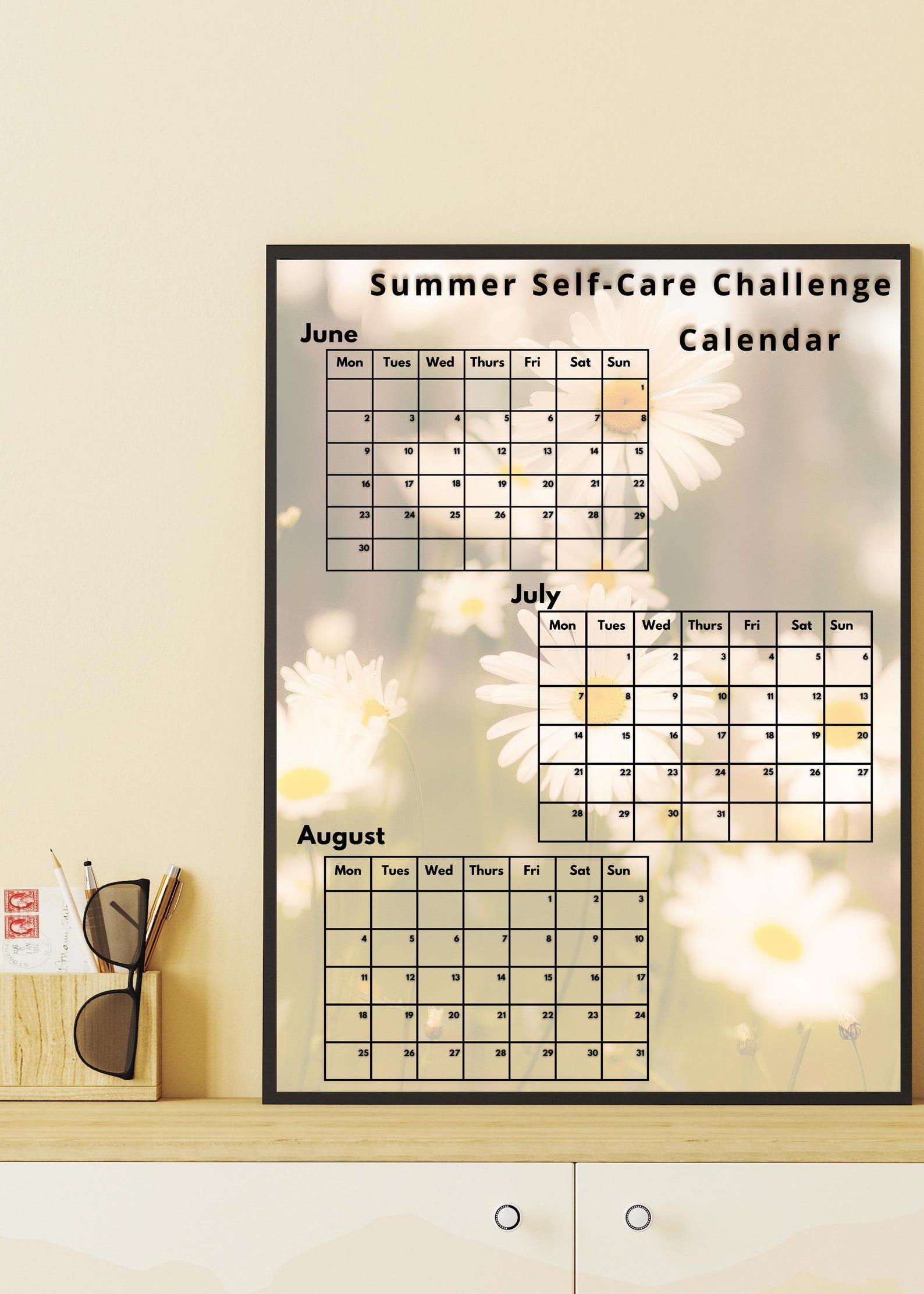90-day Summer Self-care Challenge-daily Wellness Tasks Checklist ...