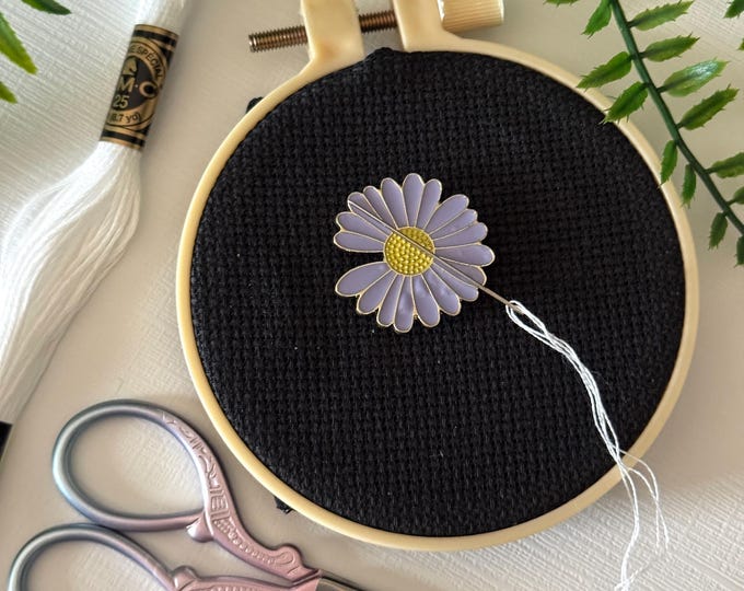 Purple Daisy Needle Minder | Needle Keep | Needle Nanny | Cross Stitch ...