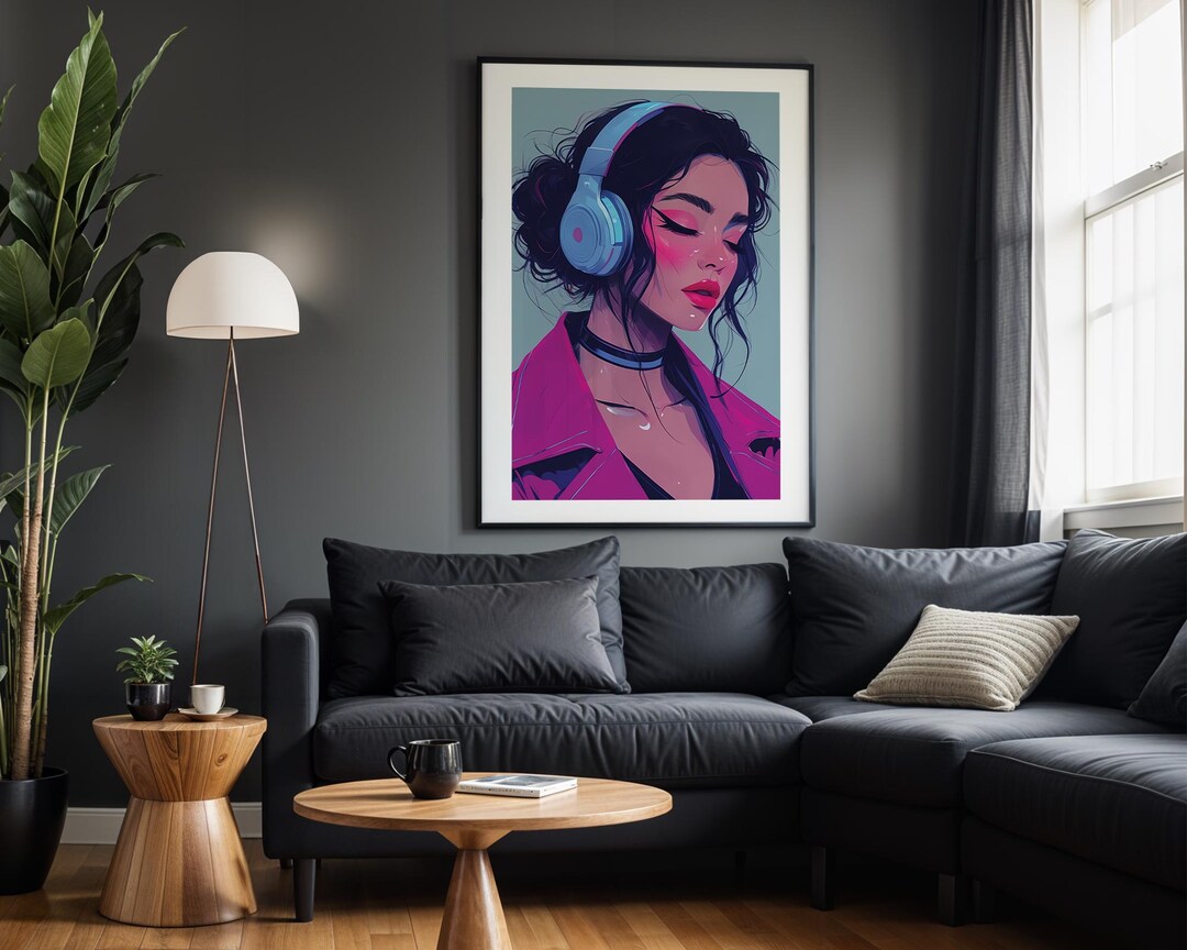 Neon Dreamer - Vibrant Cyberpunk Aesthetic Girl With Headphones ...