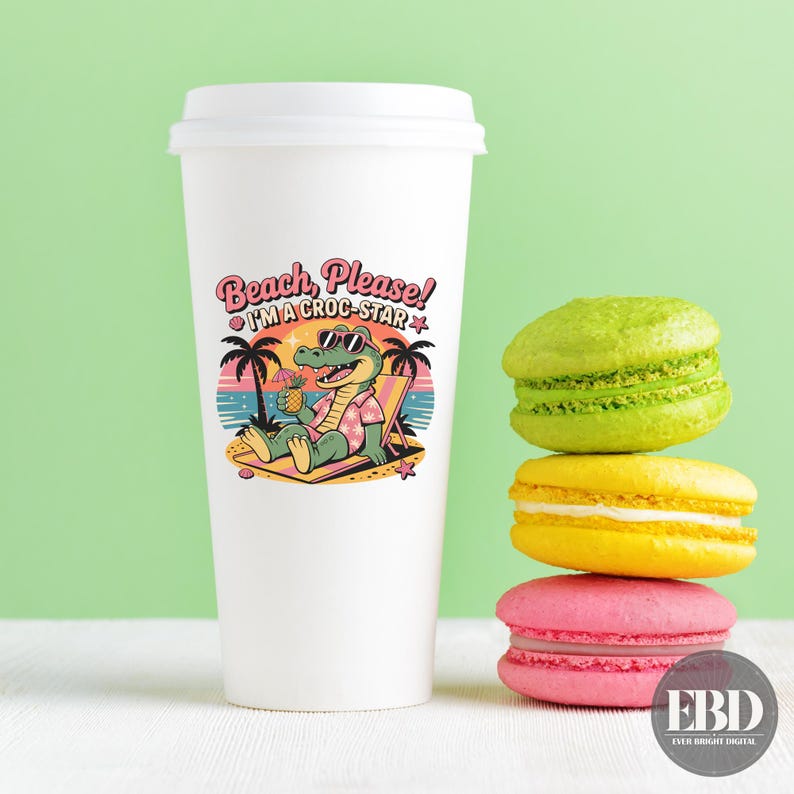 Funny Crocodile Summer Sublimation PNG, Beach Please Croc Star Retro ...