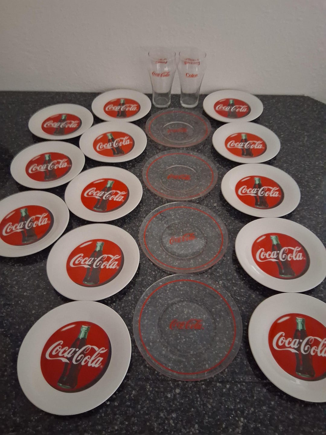 Vintage Coca-cola Plates & Glasses Set | 1996 Gibson Diner Decor - Etsy